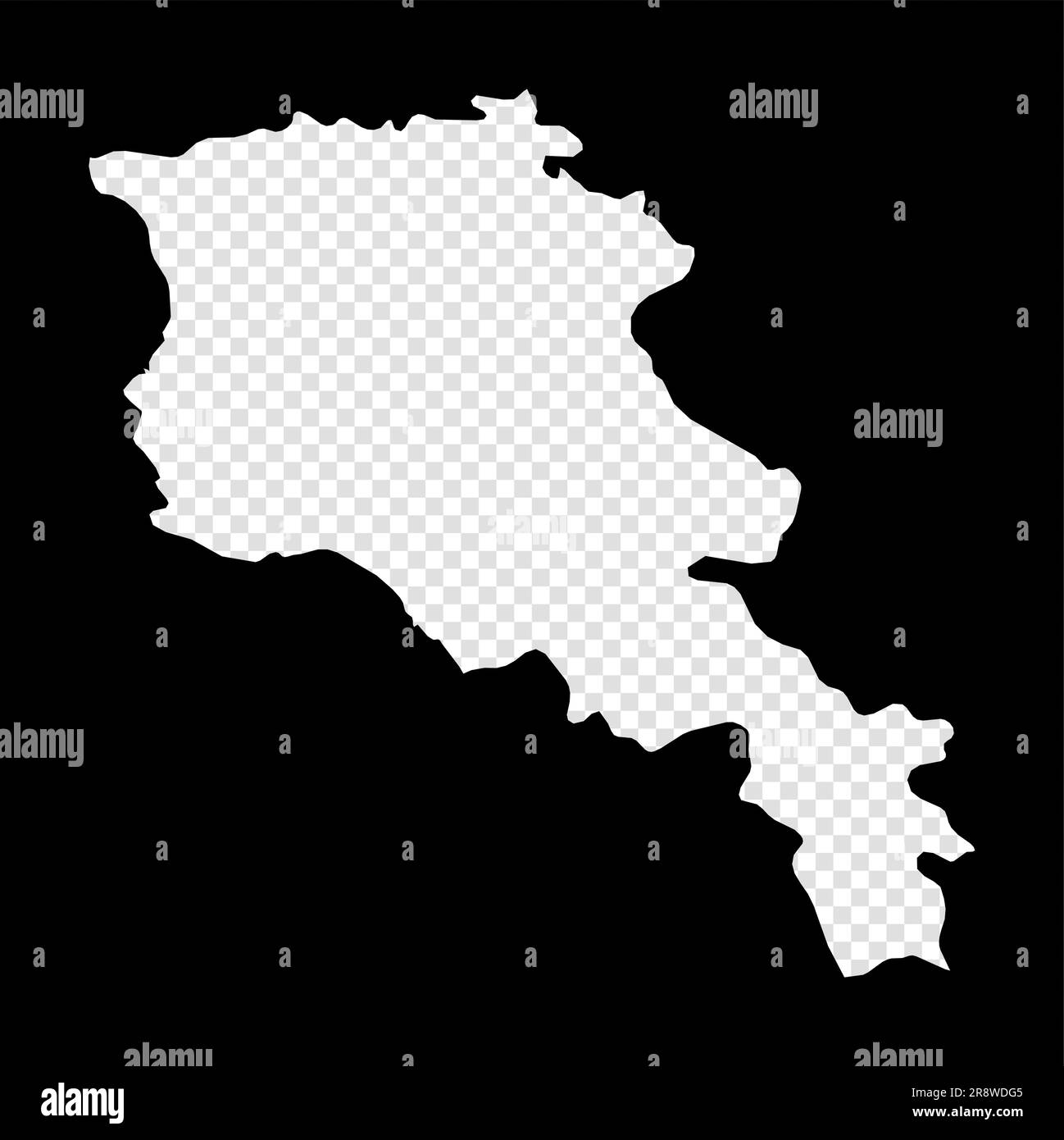 Stencil map of Armenia. Simple and minimal transparent map of Armenia. Black rectangle with cut ...