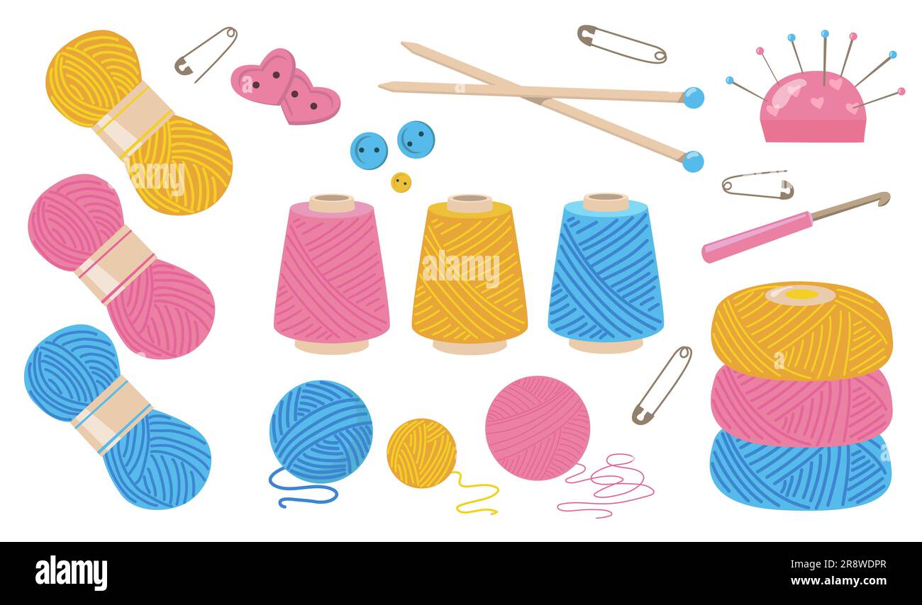 Embroidery set threads needle Stock Vector Images - Alamy