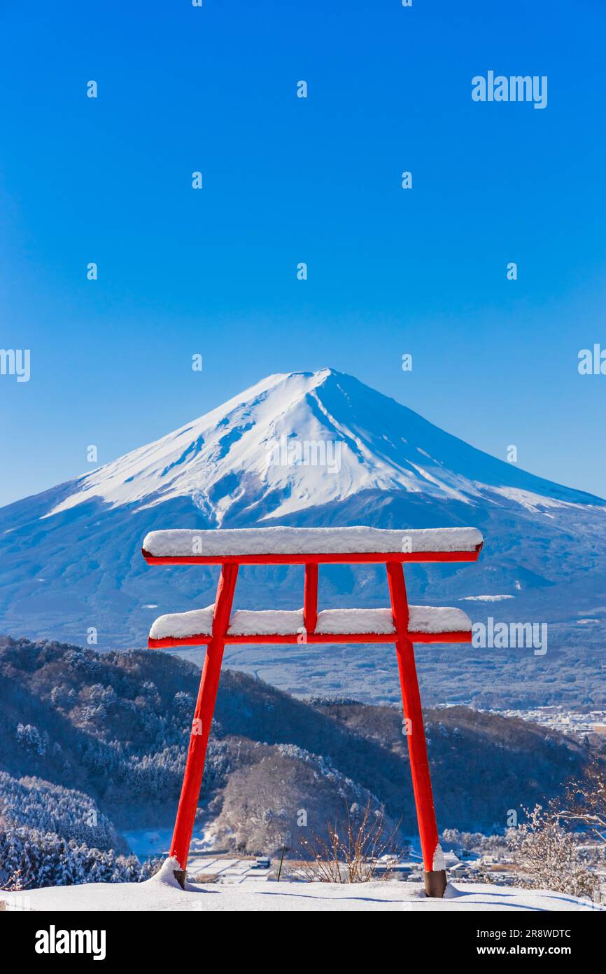 Torii gate of Kawaguchi Sengen Shrine and Mt Stock Photo - Alamy