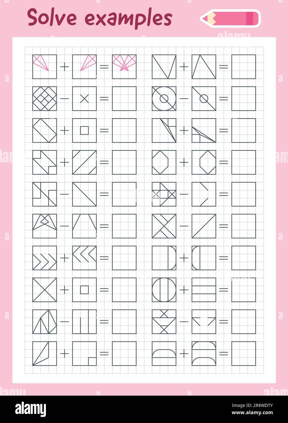 Logic exercises for children. Solve examples. Math Stock Vector Image & Art - Alamy