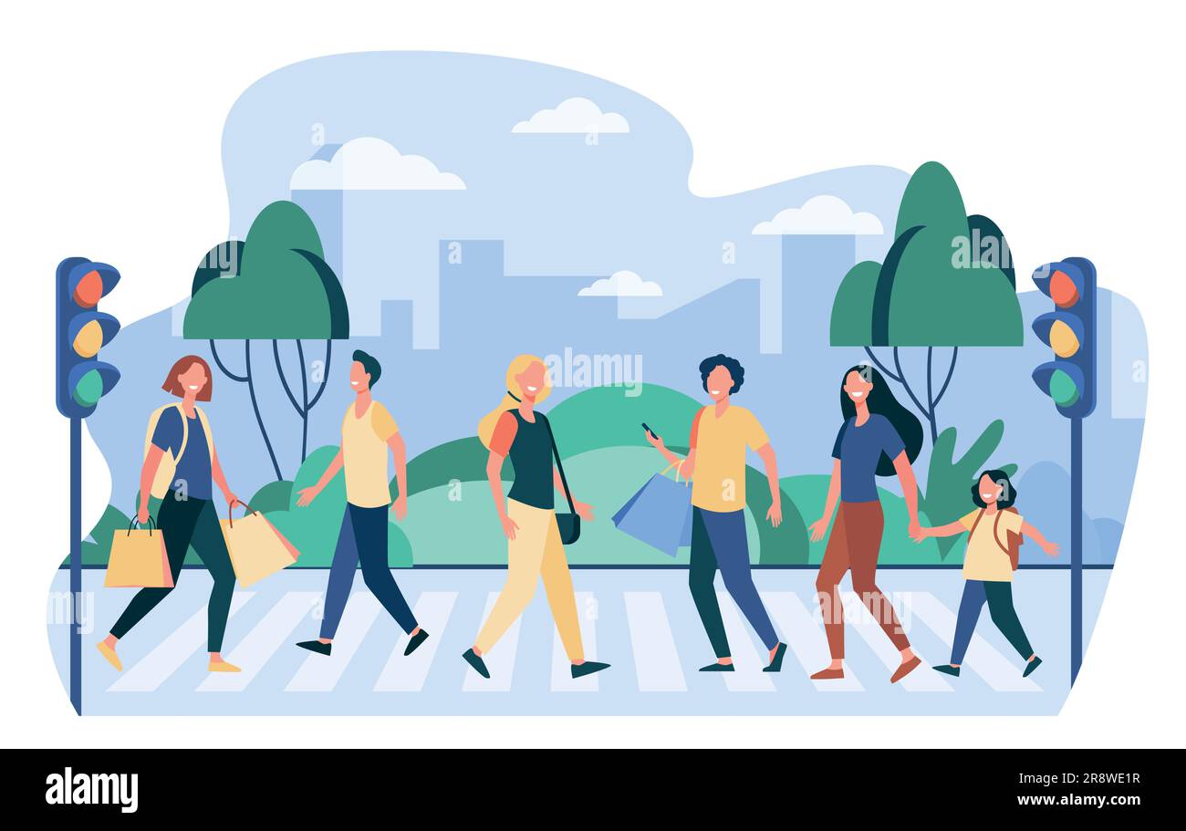 Pedestrians walking across street Stock Vector Image & Art - Alamy