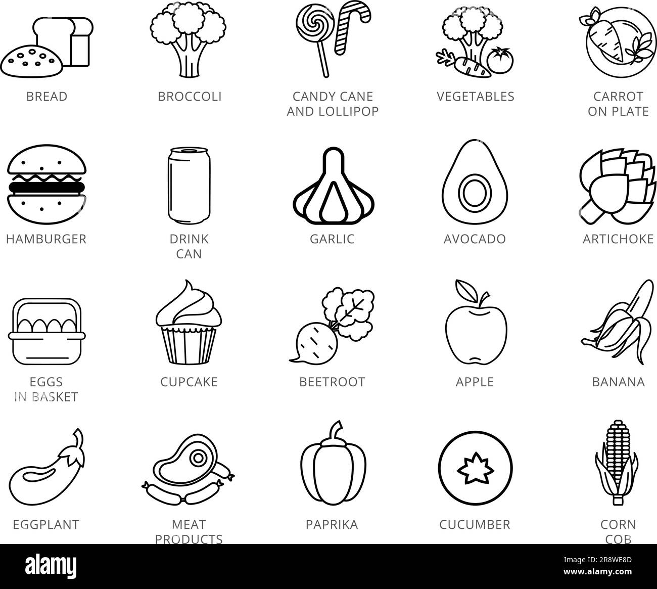 Food Icons Set Stock Vector Image & Art - Alamy