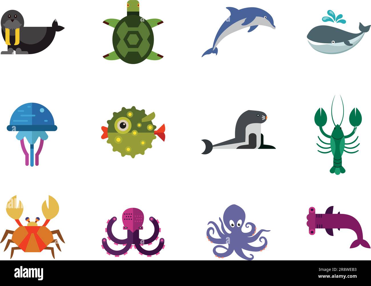 Sea Creatures Icons Set Stock Vector Image & Art - Alamy