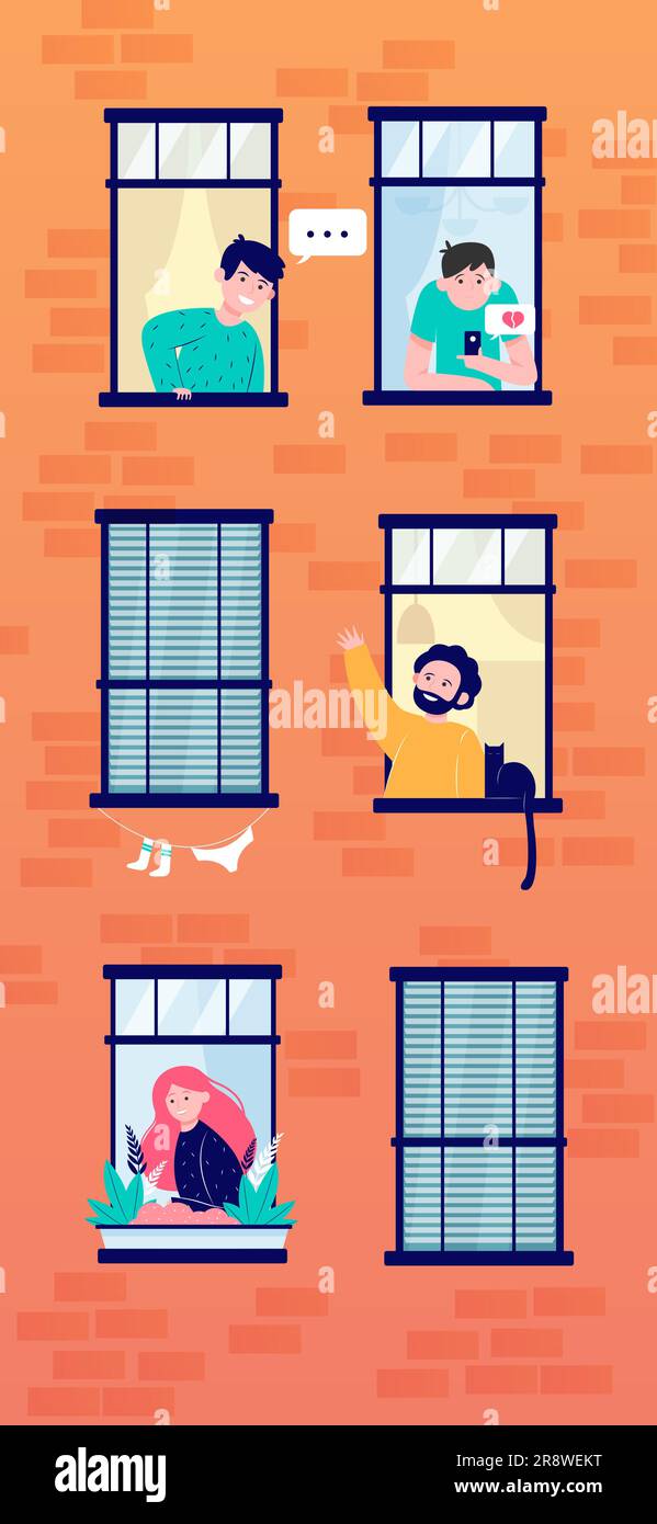 Apartment open windows with friendly neighbors Stock Vector Image & Art ...