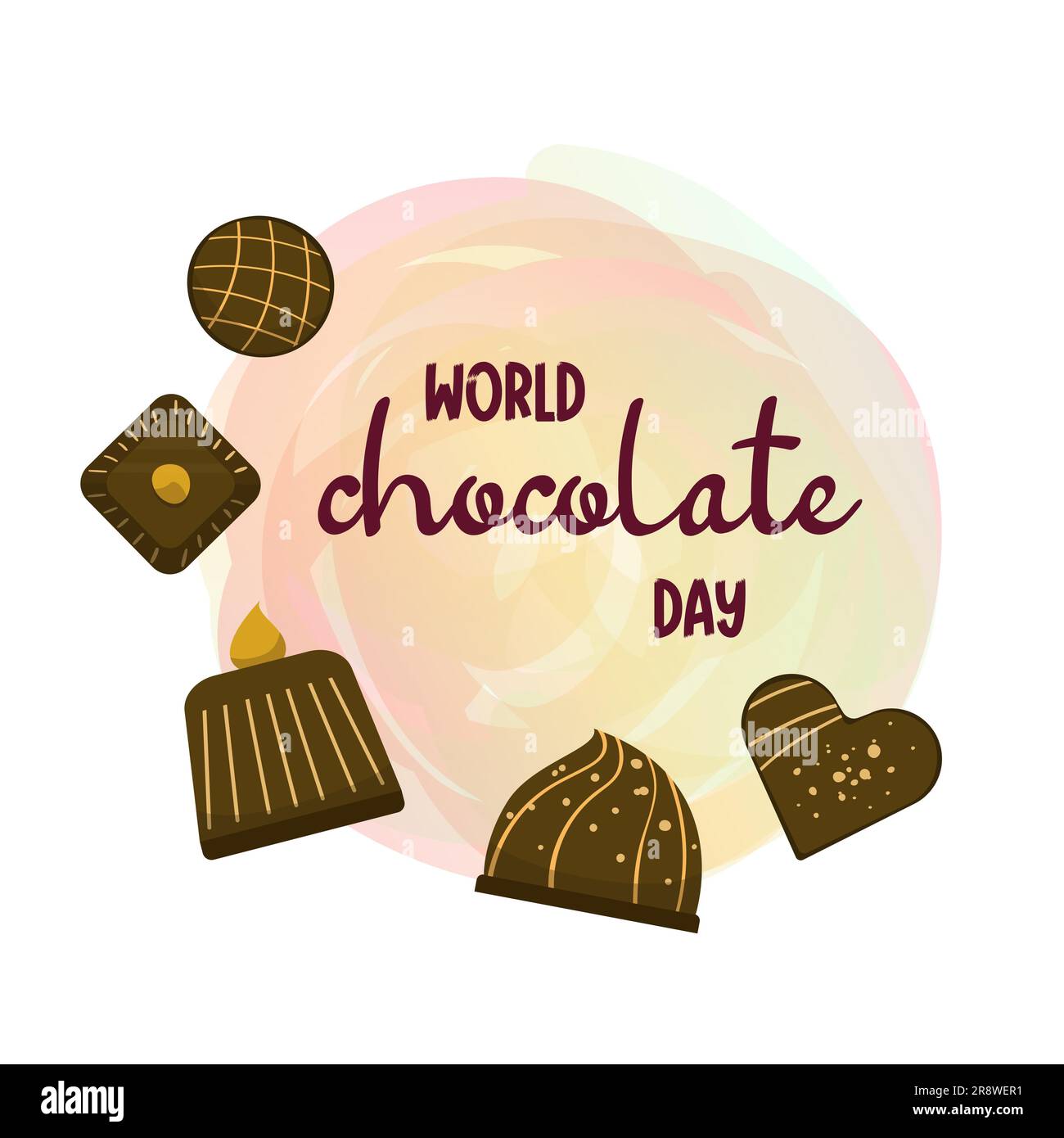 World chocolate day design sticker. Chocolate blocks in cartoon style ...