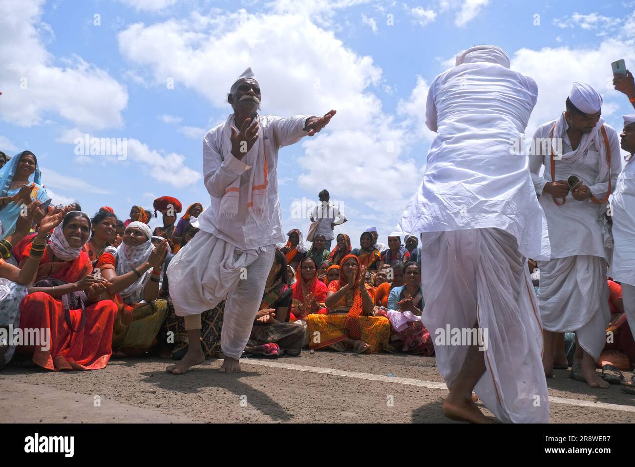 Pune, India 14 July 2023, cheerful Pilgrims at Palkhi, During ...
