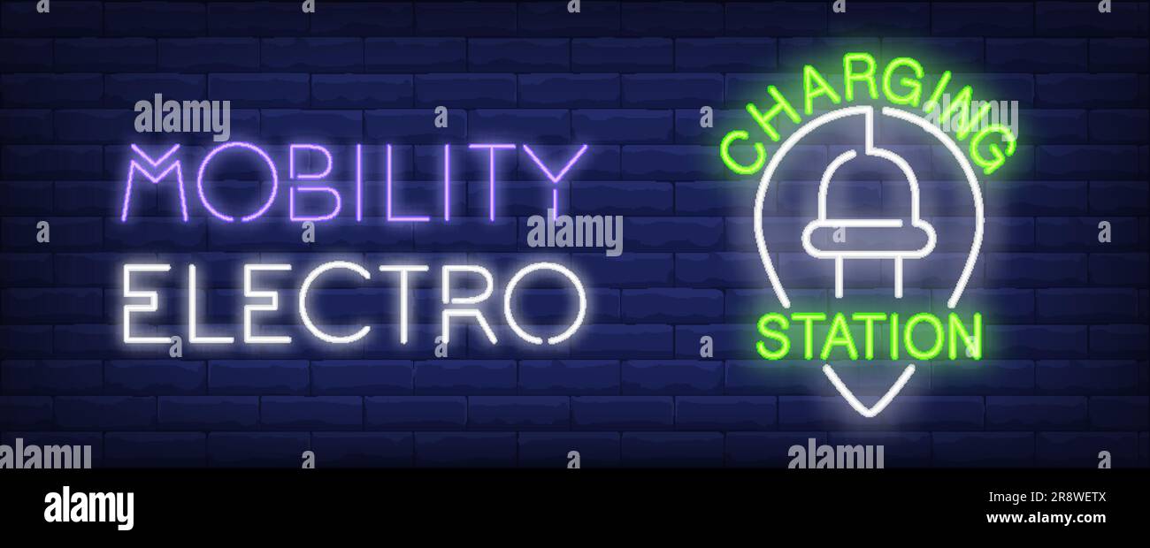 Charging station neon sign Stock Vector Image & Art - Alamy