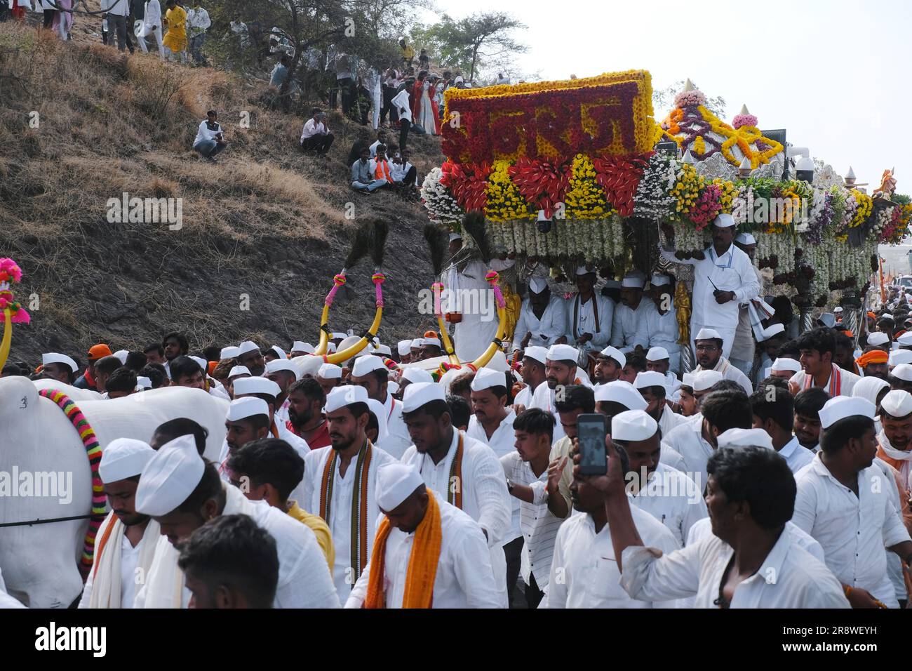 Pune, India 14 July 2023, cheerful Pilgrims at Palkhi, During ...
