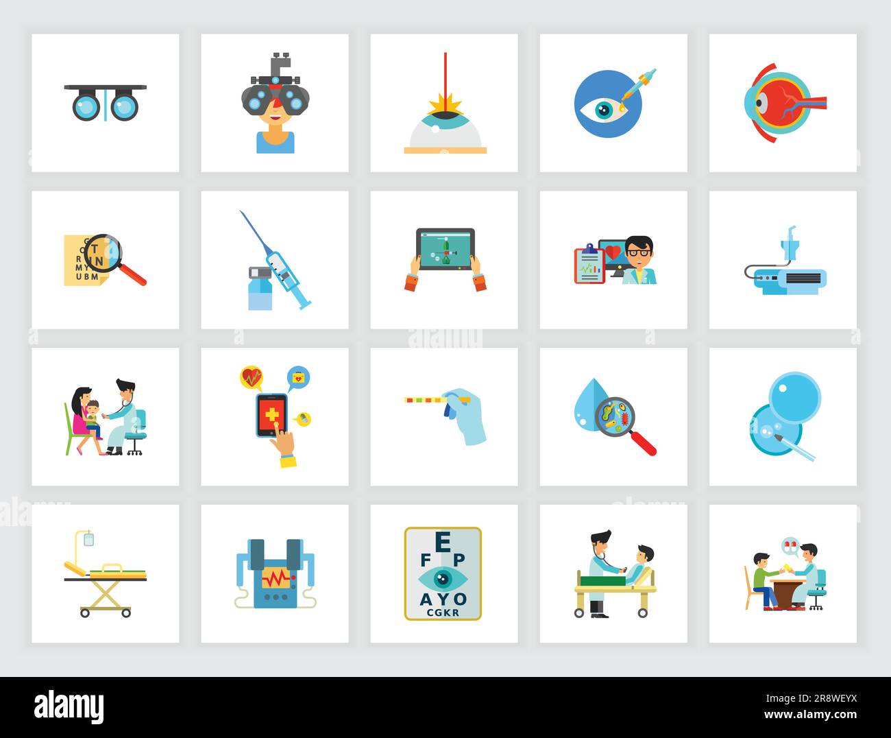 Medical procedures and treatment concept. Flat icon set Stock Vector ...