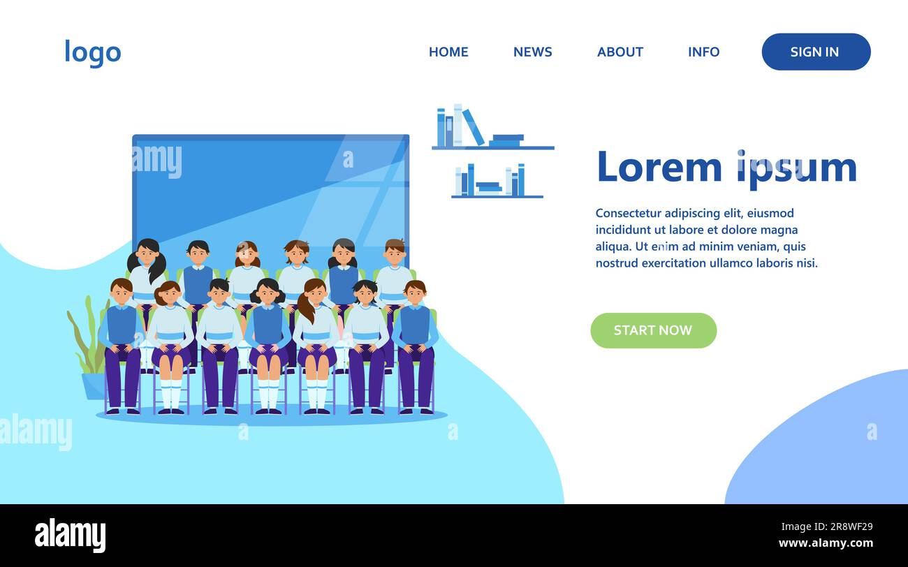 School students posing for class photo in classroom Stock Vector Image ...