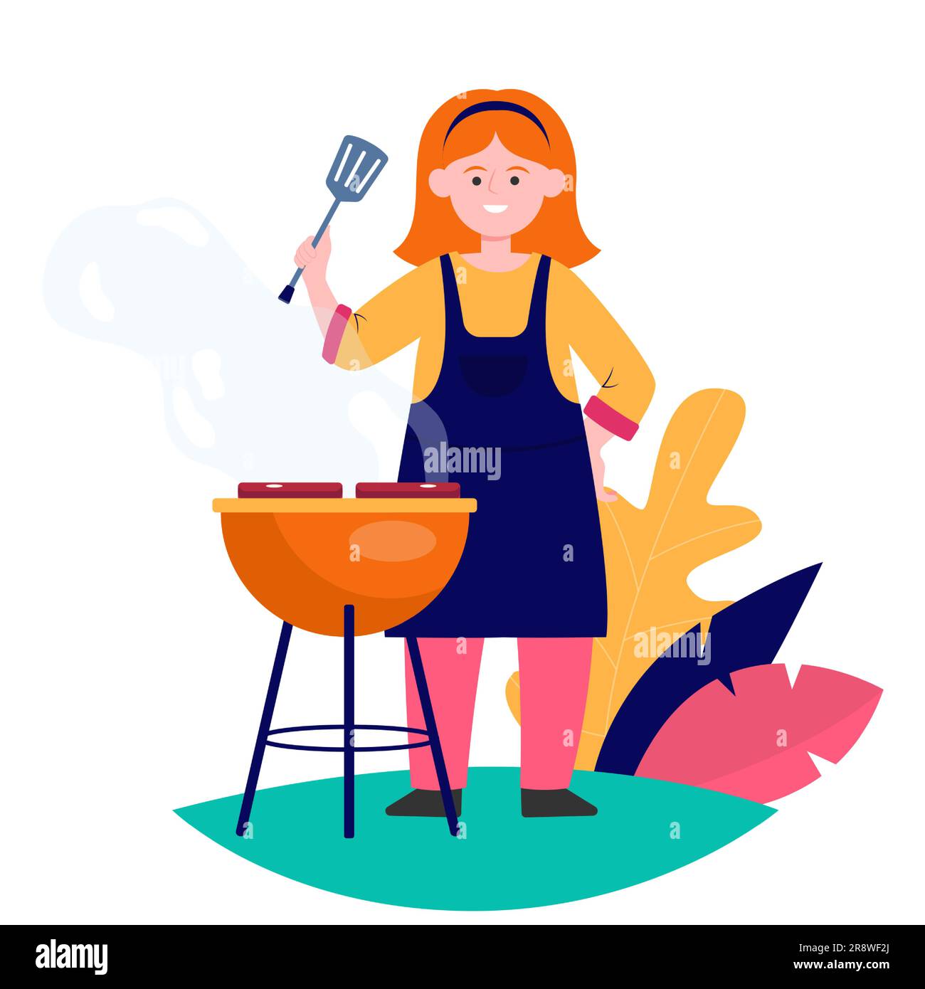 Barbecue meat woman Cut Out Stock Images & Pictures - Alamy