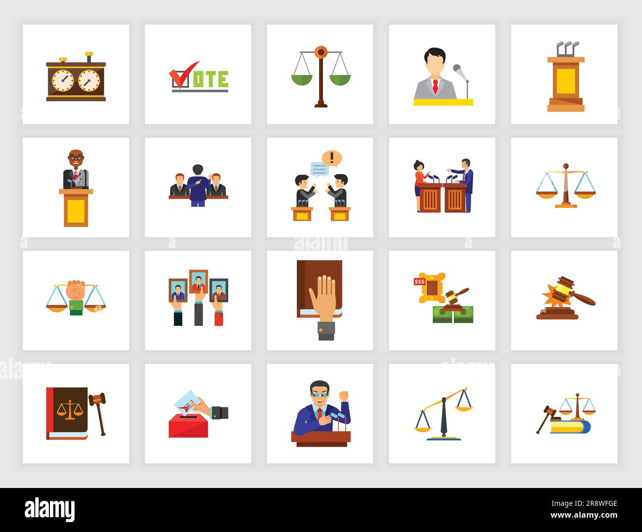 Legal system concept. Flat icon set Stock Vector Image & Art - Alamy