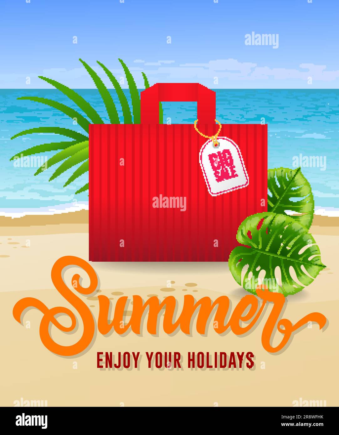 Summer enjoy your holidays lettering with sea beach Stock Vector Image ...