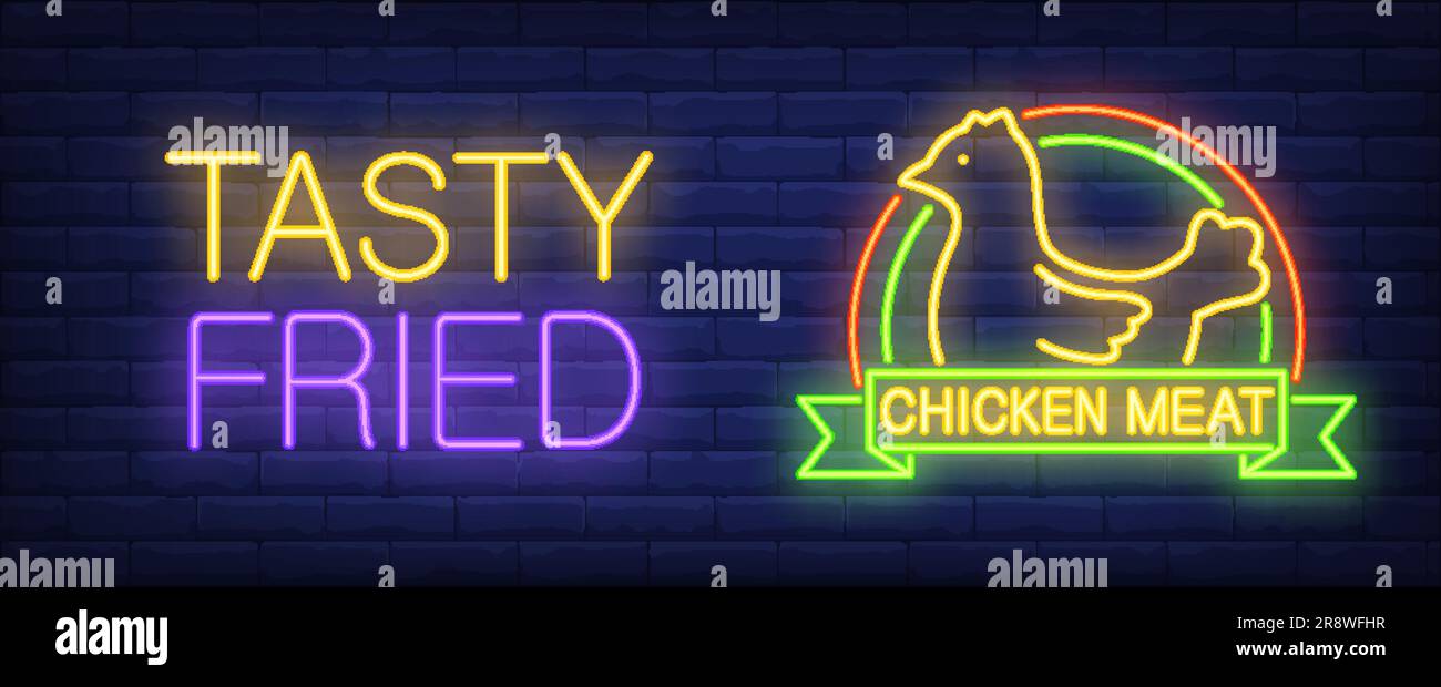 Chicken meat neon sign Stock Vector Image & Art - Alamy
