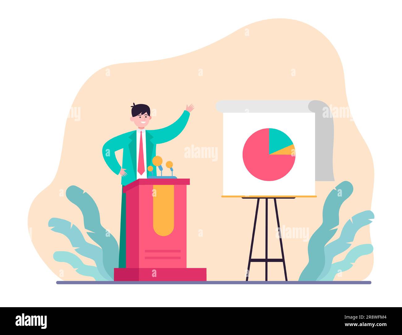 Happy speaker presenting report Stock Vector Image & Art - Alamy
