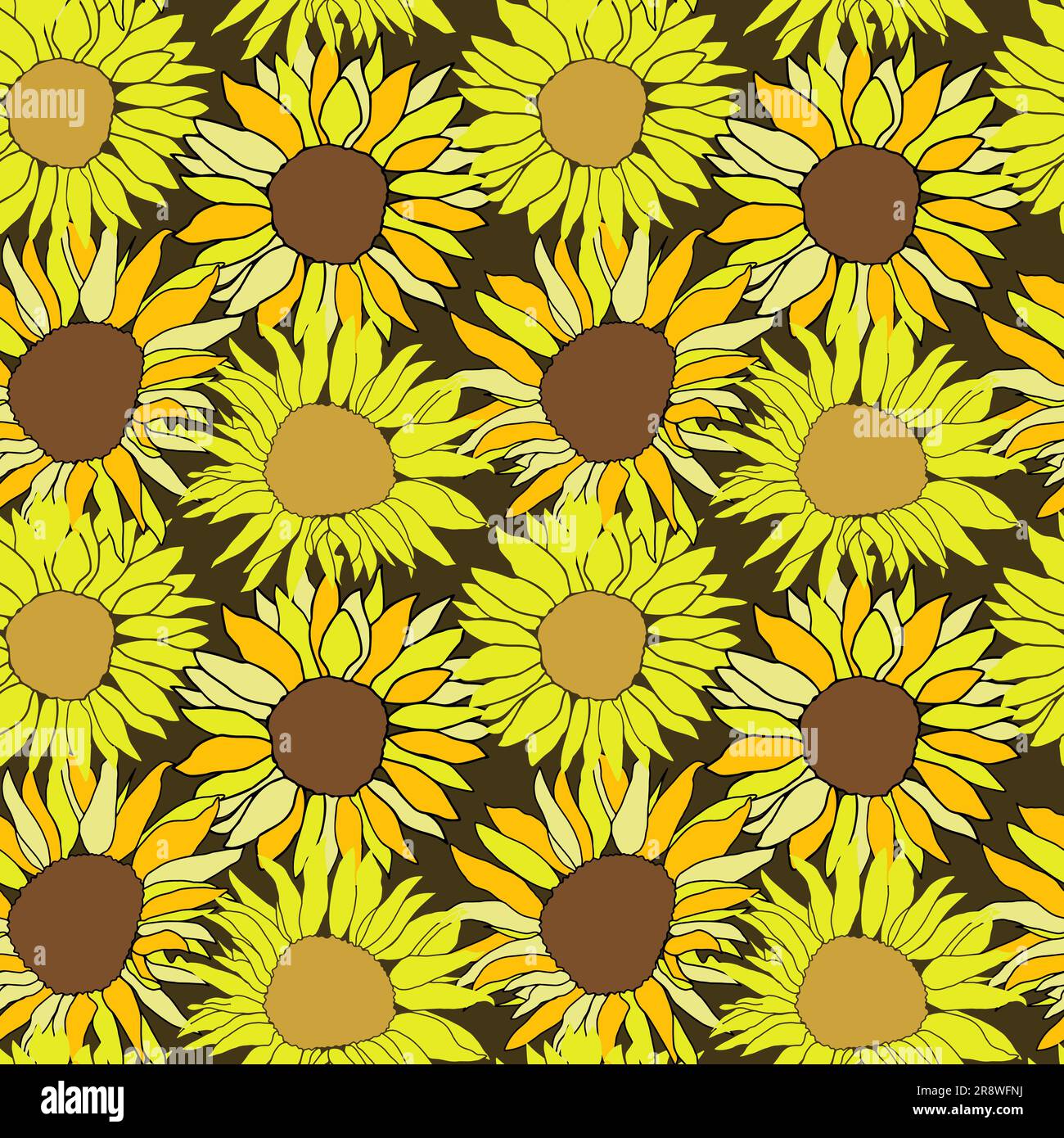 Sunflower head flower seamless pattern for textile or surface. Vector ...