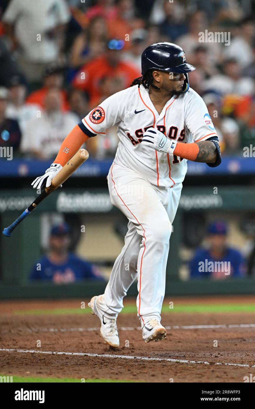 Houston Astros catcher Martin Maldonado (15) hints in the bottom of the ...