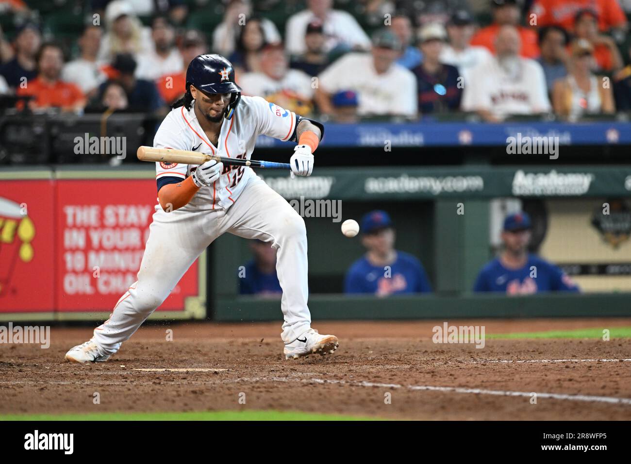 Houston Astros catcher MARTIN MALDONADO (15) drop s a perfect bunt RBI ...