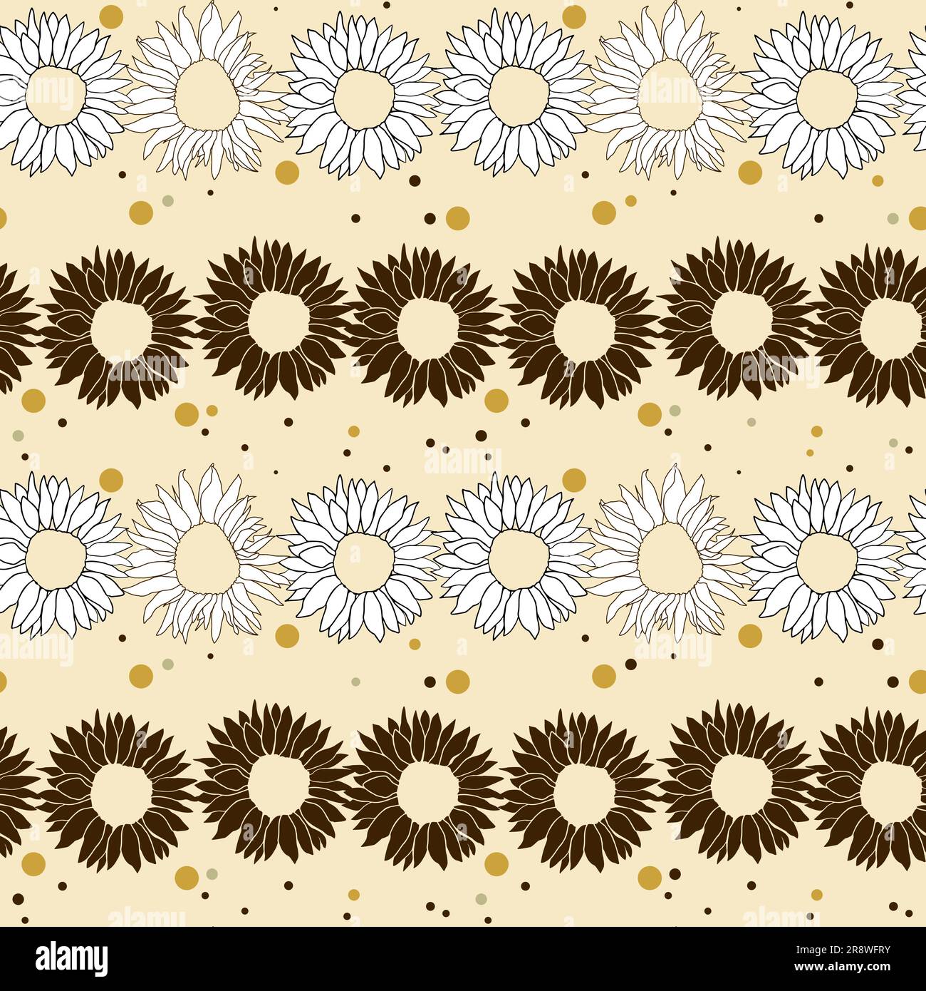 Sunflower head flower seamless pattern for textile or surface. Vector ...