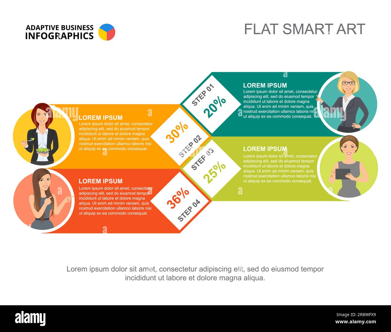 Four points percentage chart template for presentation Stock Vector ...