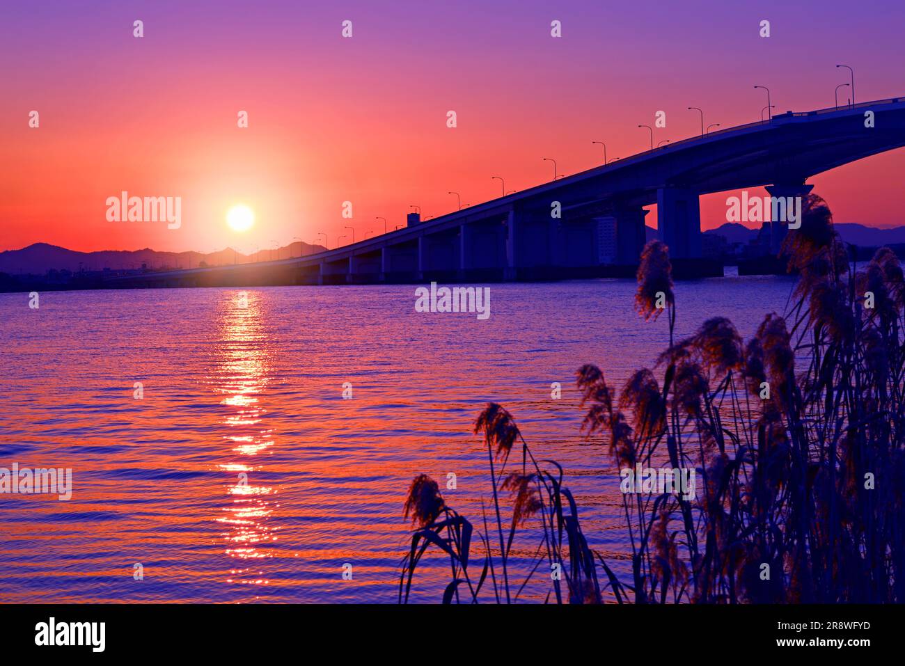 Lake Biwa Bridge Morning View Stock Photo - Alamy