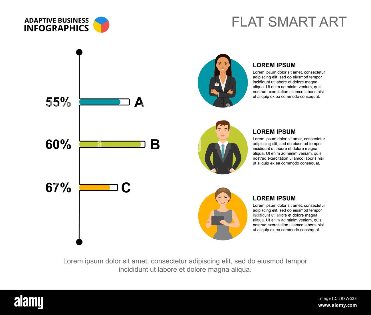Three options bar chart template for presentation Stock Vector Image ...
