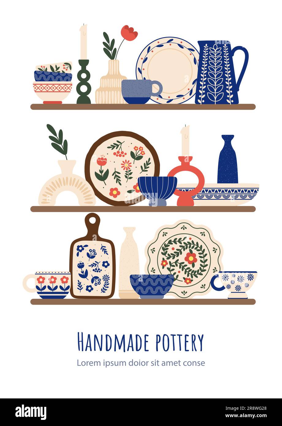Poster with traditrional ceramics pottery concept Stock Vector Image ...