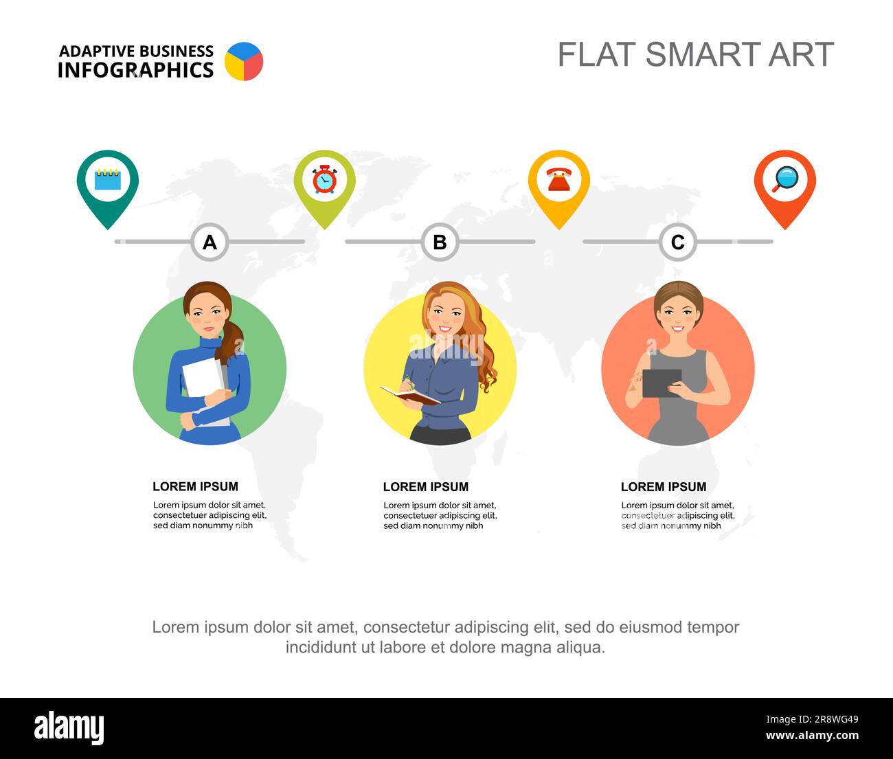 Three options project process chart template for presentation Stock ...
