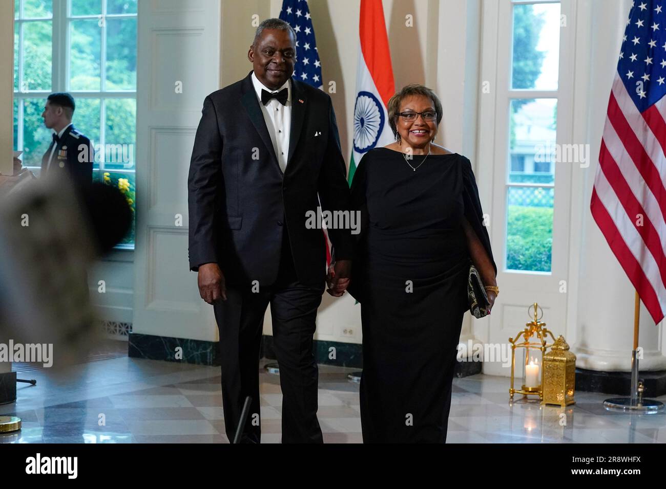Defense Secretary Lloyd Austin and Charlene Austin arrive for the State ...