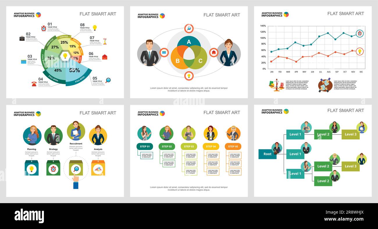 Colorful management or teamwork concept infographic charts set Stock ...