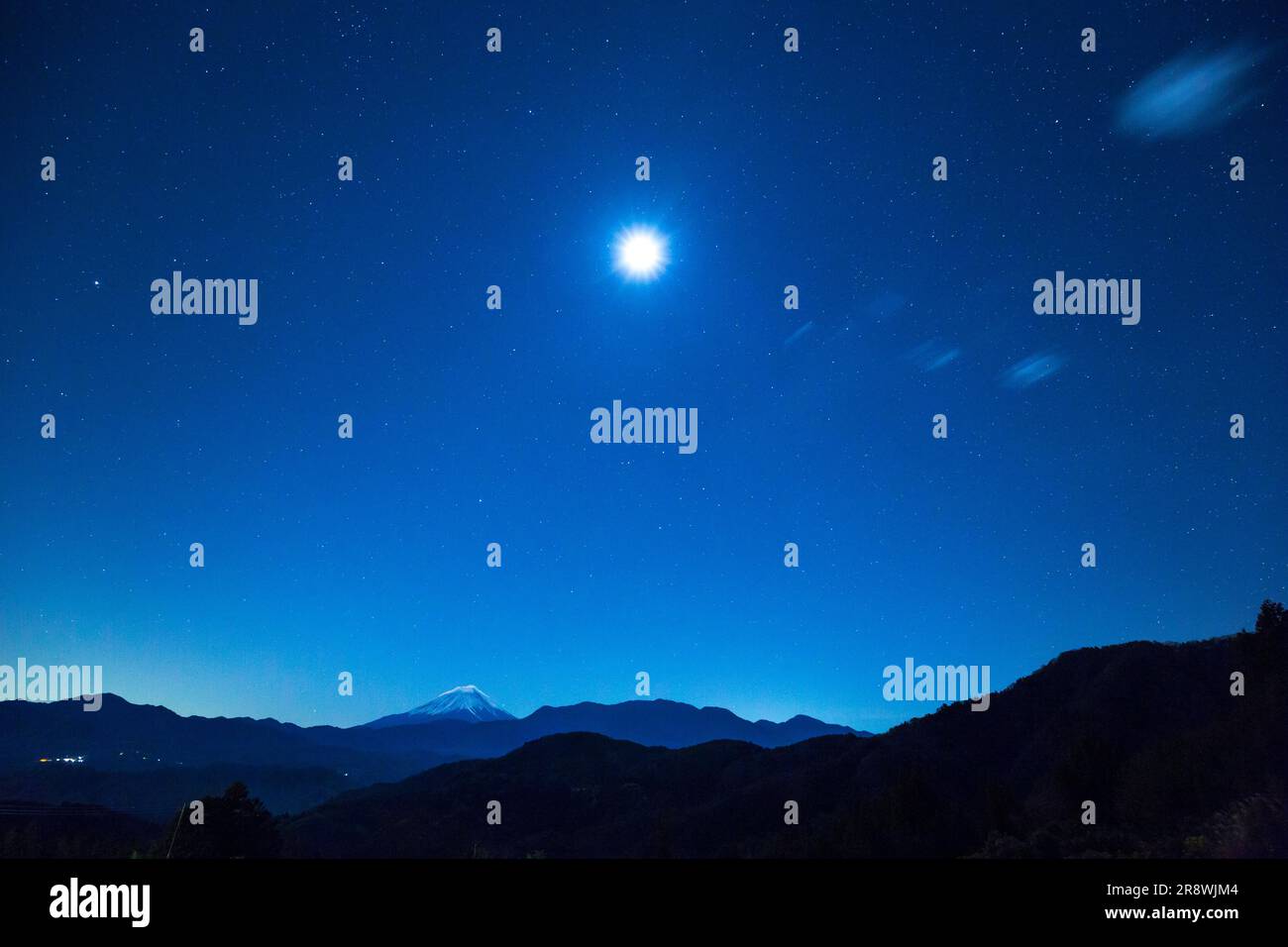 Mt. Fuji and the Moon Stock Photo - Alamy