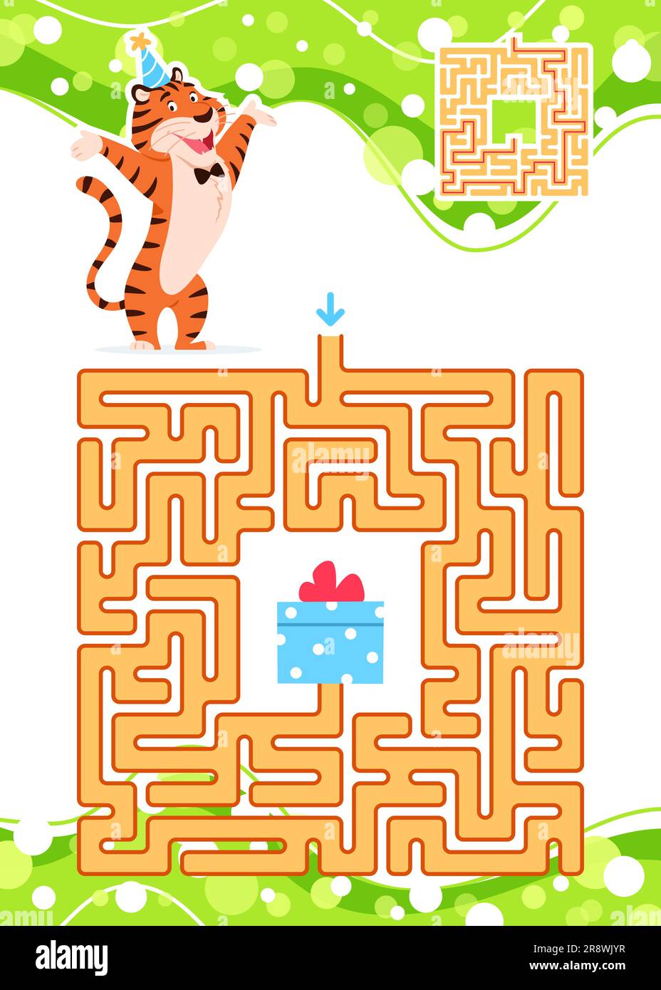 Maze game for kids with cute Tiger and present Stock Vector Image & Art ...