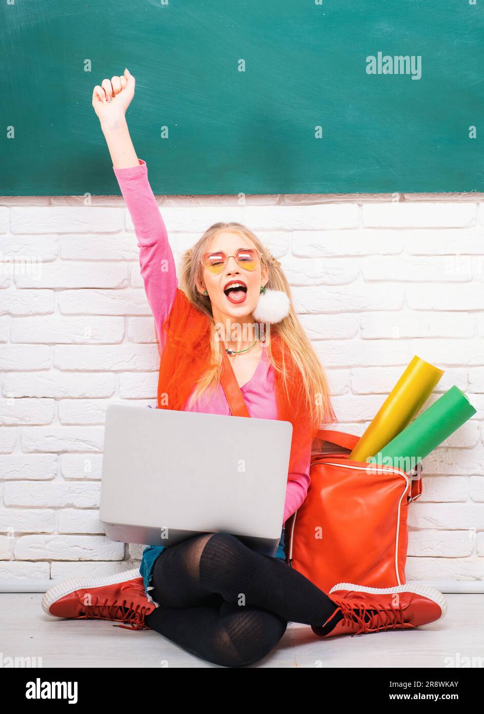 A portrait excited school girl college student Stock Photo - Alamy