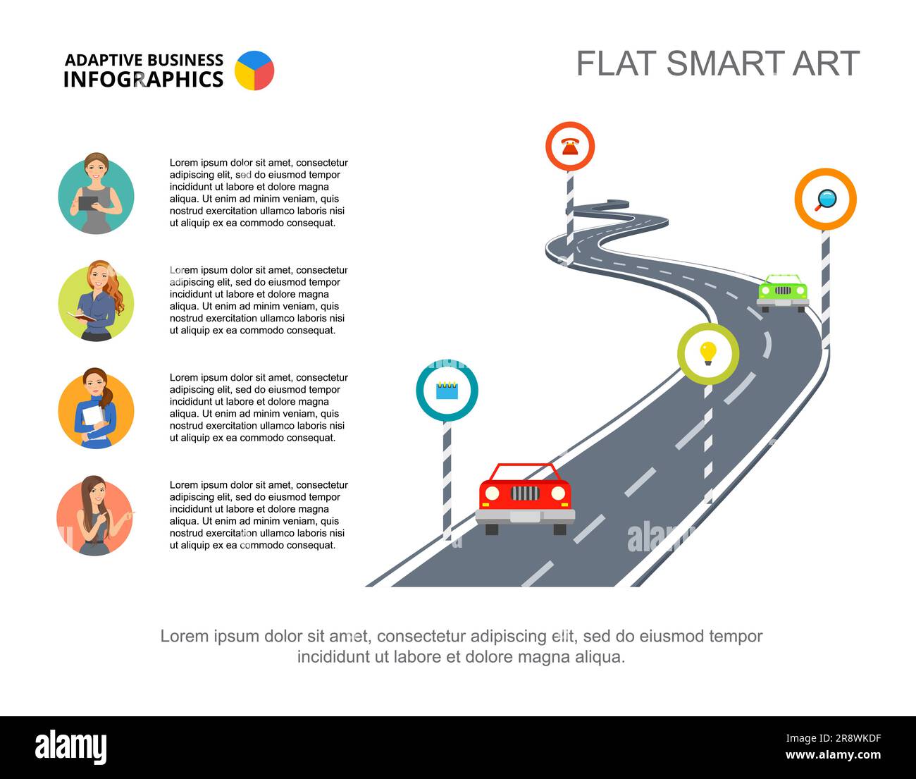 Road signs metaphor process chart template for presentation Stock ...