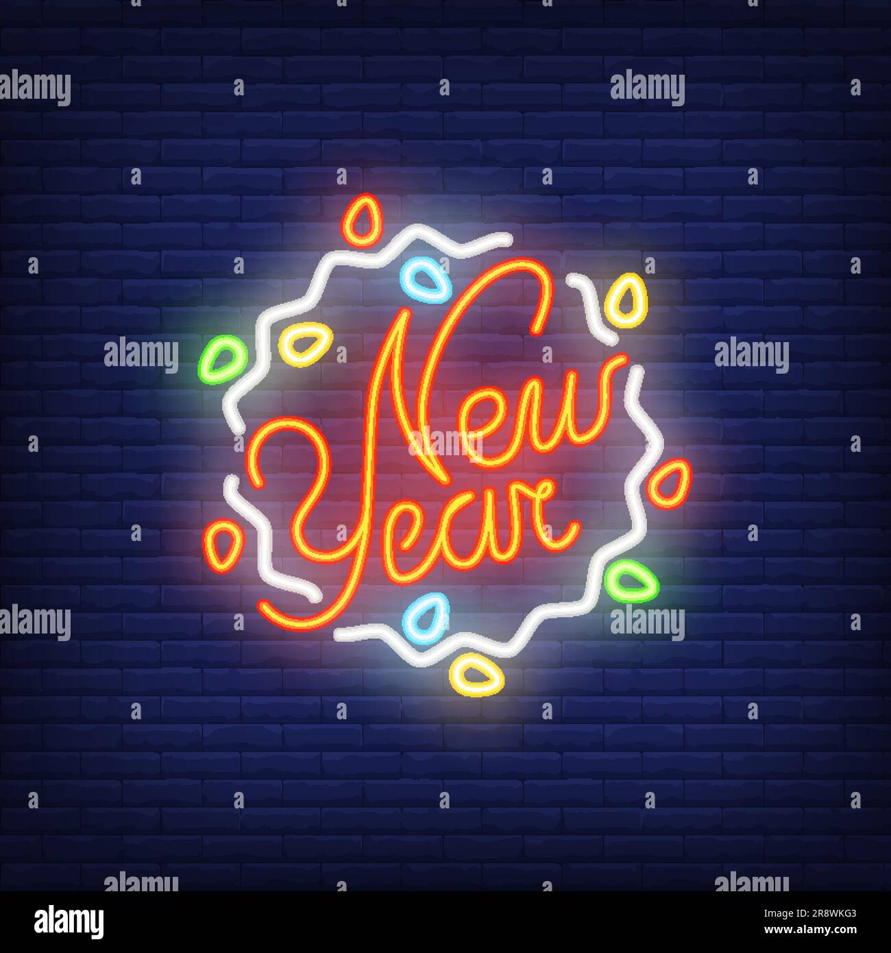 New Year neon sign with garland Stock Vector Image & Art - Alamy