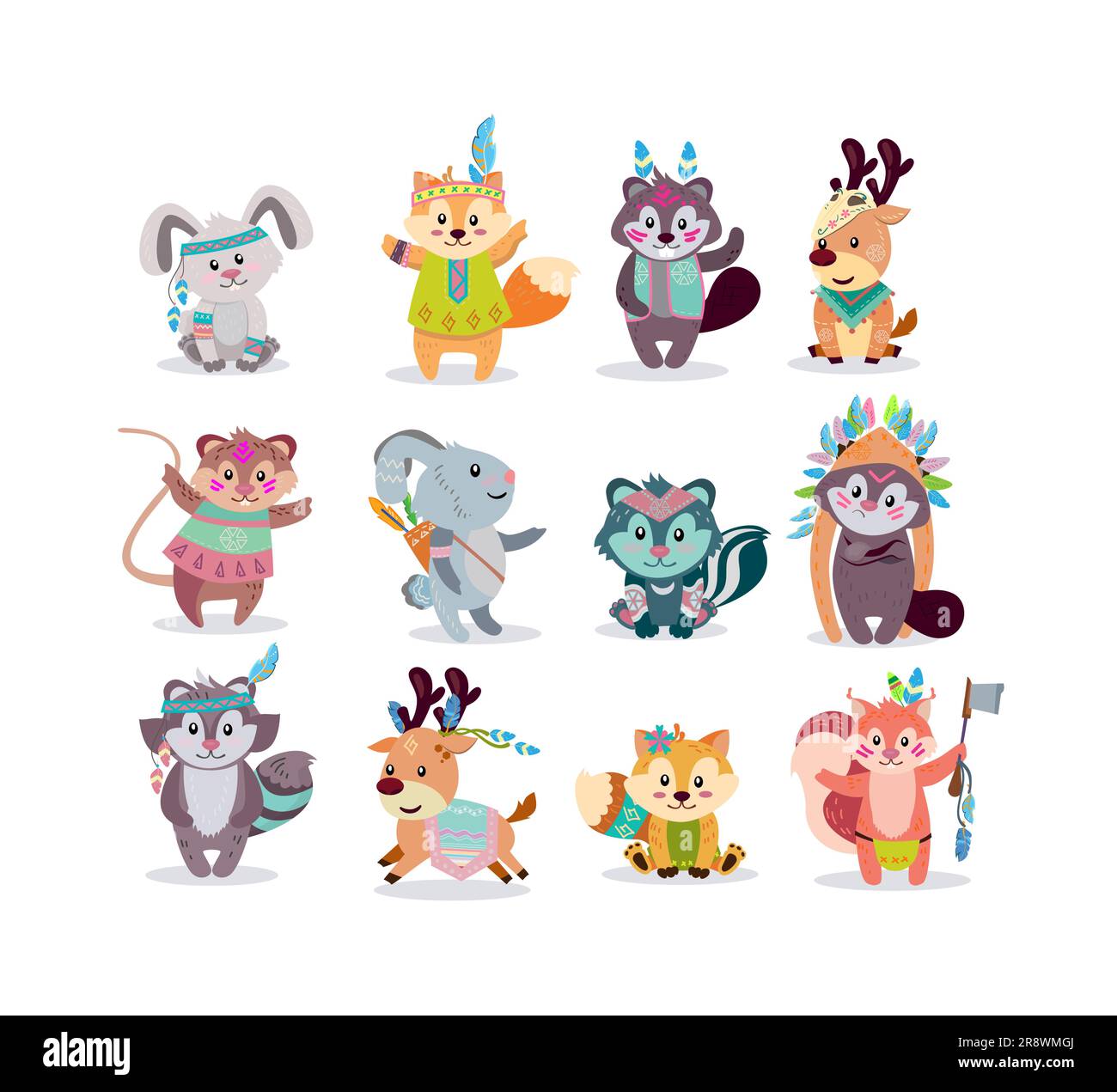 Woodland boho characters flat icon kit Stock Vector Image & Art - Alamy