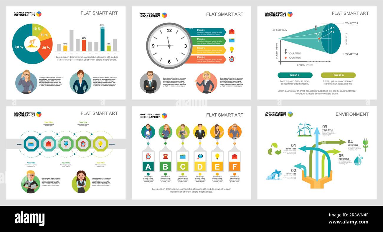 Colorful analysis charts set for presentation slide templates Stock ...