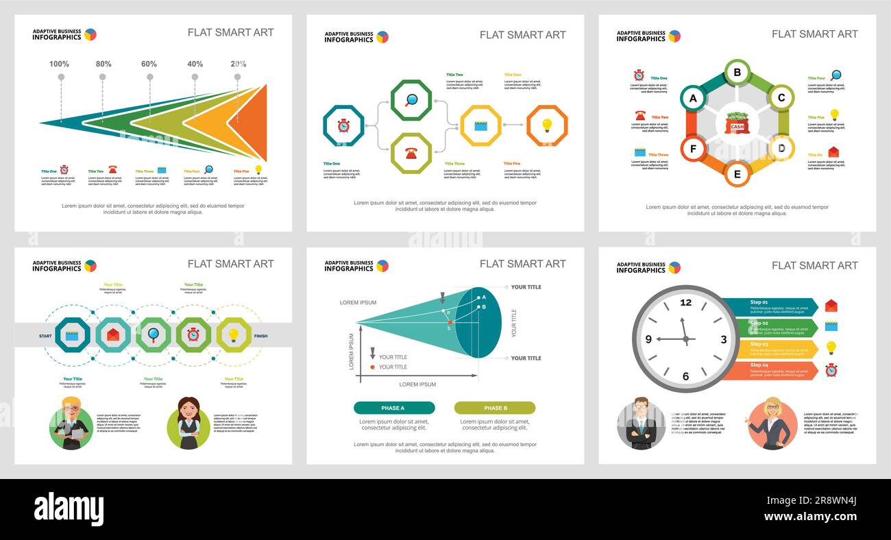 Colorful finance and research concept infographic charts set Stock ...