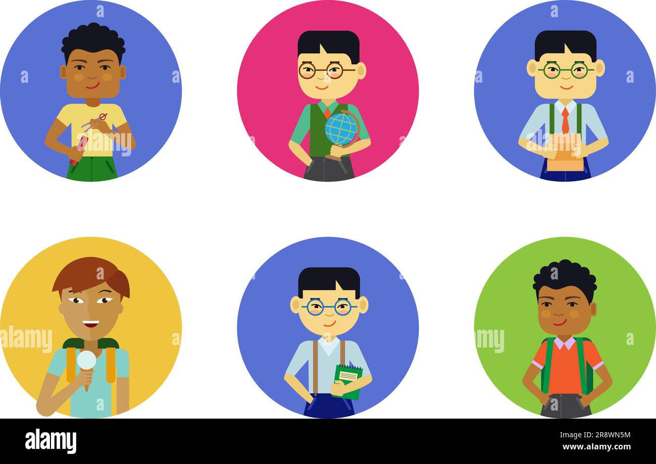 Schoolboys characters set 1 Stock Vector Image & Art - Alamy
