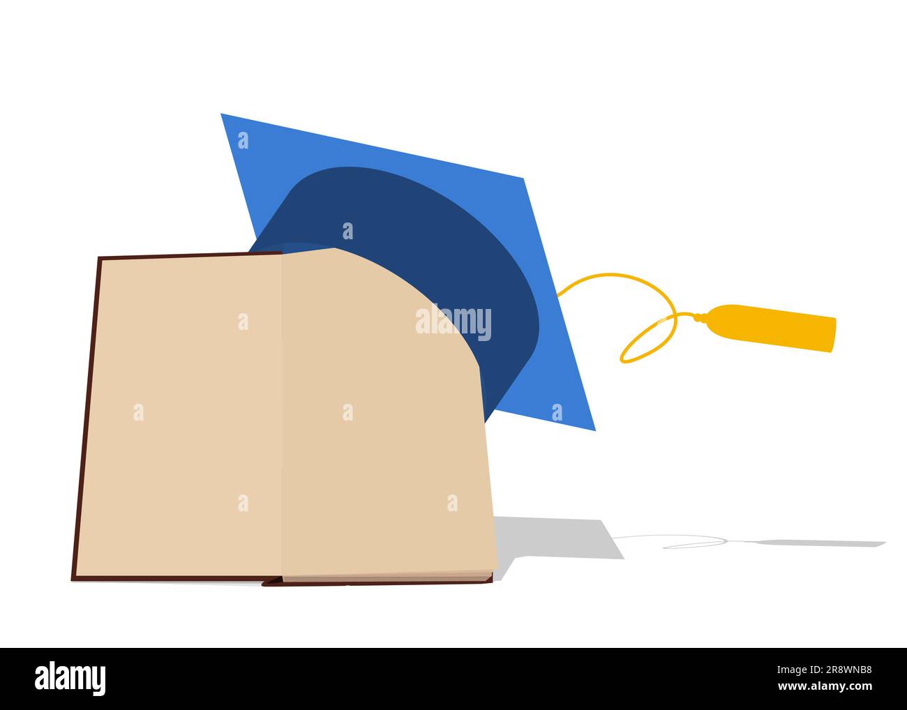 Graduation cap with books. Illustration in flat style. Vector Education ...