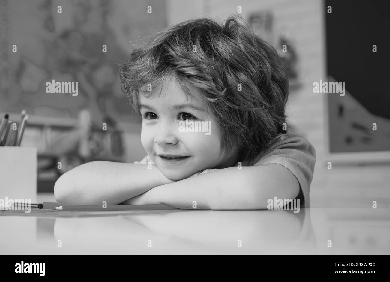 Portrait of Pupil in classroom. Kids from primary school Stock Photo ...