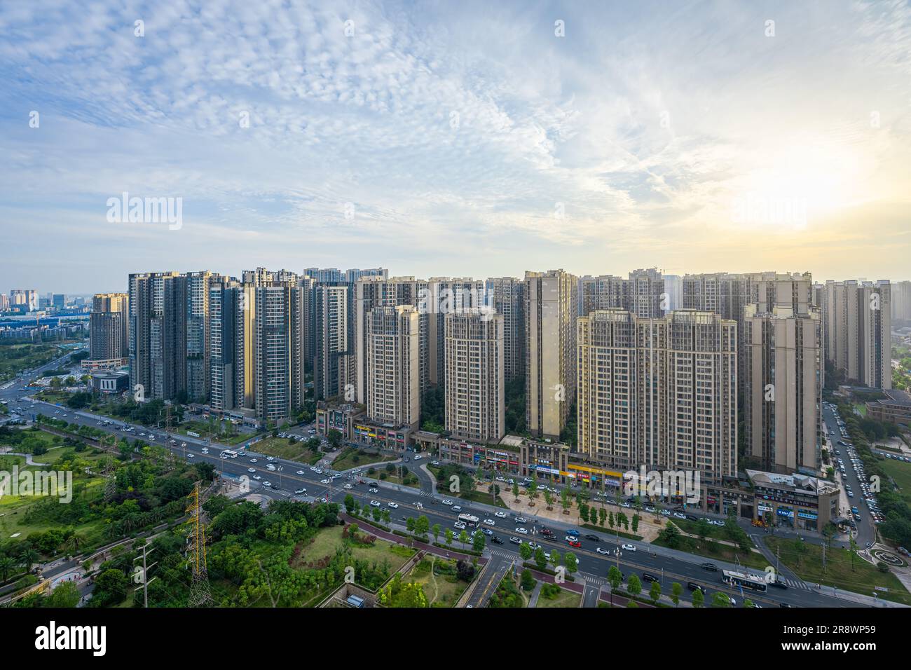 The city of Chengdu at dusk Stock Photo - Alamy