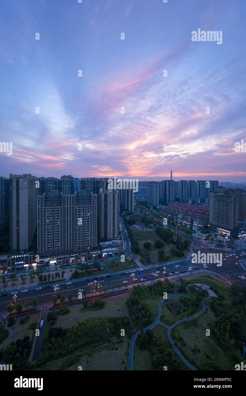 The city of Chengdu at dusk Stock Photo - Alamy