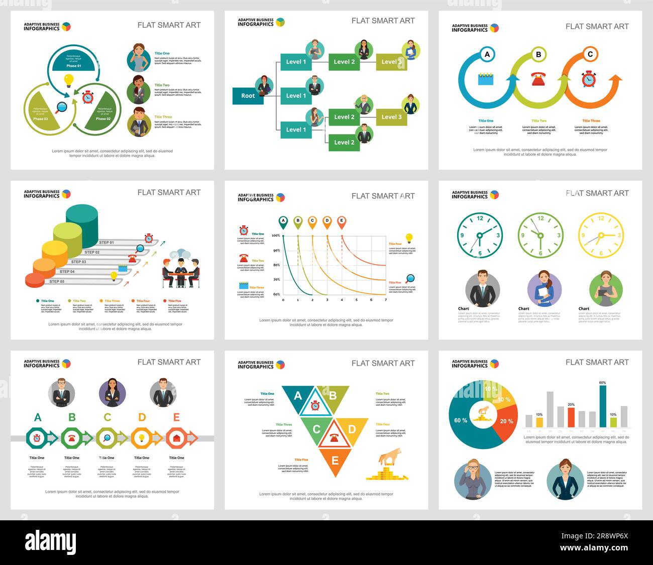 Colorful training or finance concept infographic charts set Stock ...