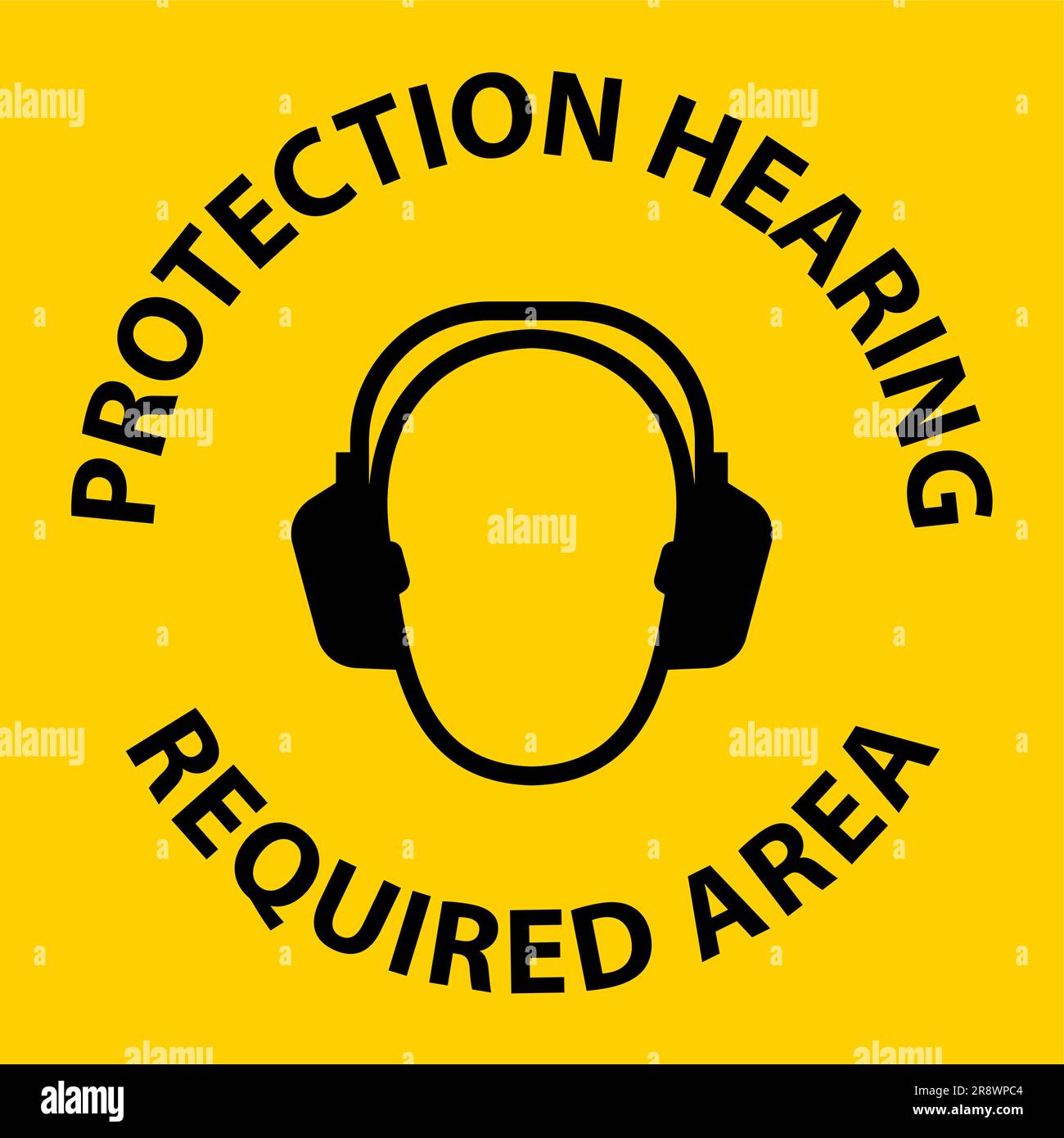 Notice Double Hearing Protection Sign On White Background Stock Vector