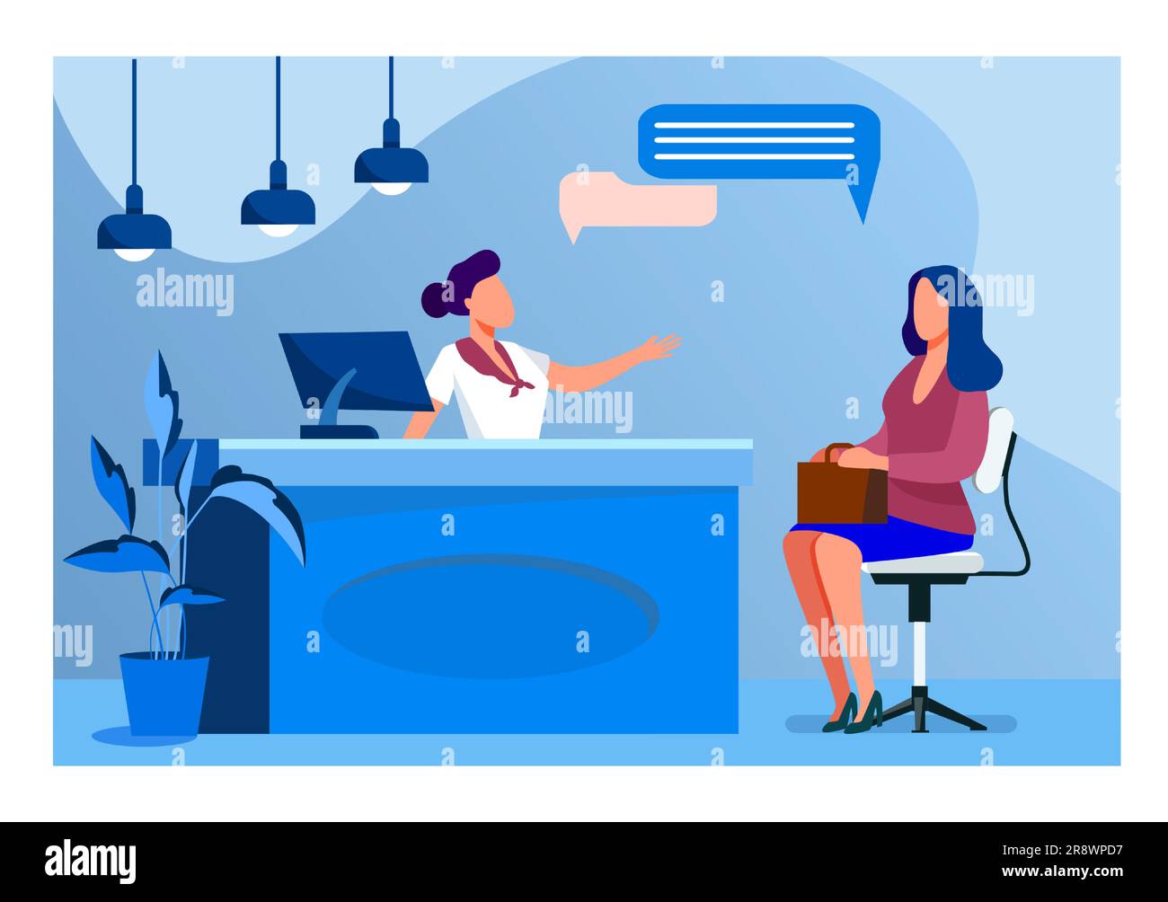 Customer and manager talking at reception desk Stock Vector Image & Art ...