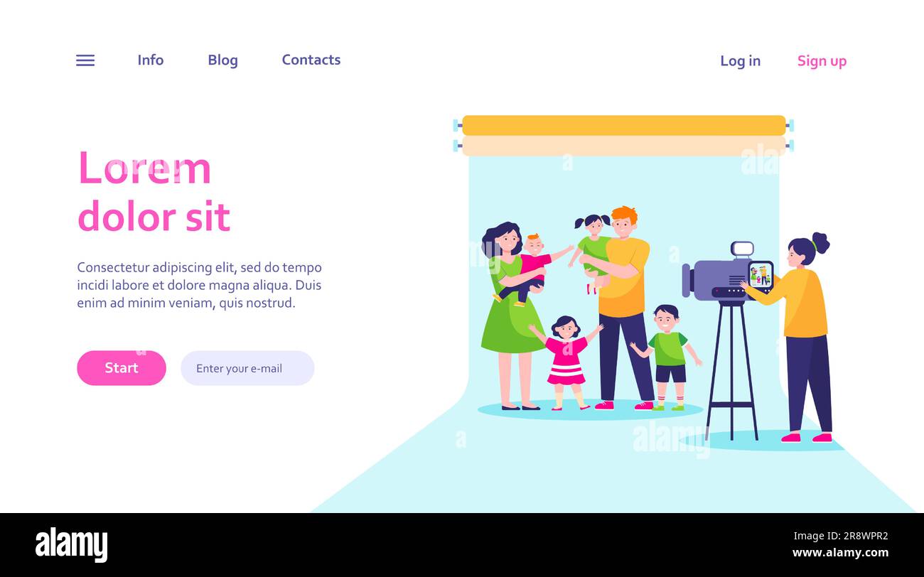 Camerawoman filming big family scene in studio Stock Vector Image & Art ...