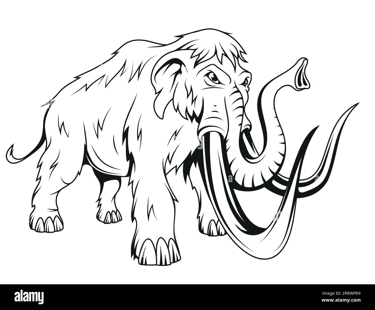 Mammoth. Vector illustration of a sketch elephant with tusks. Animals ...