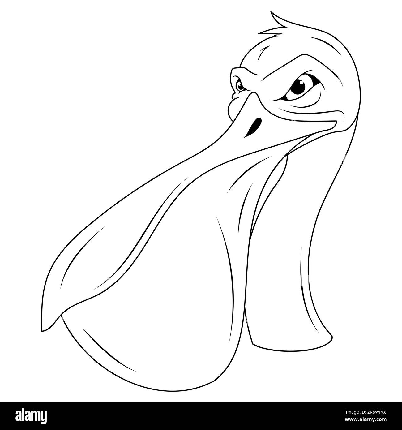 Pelican. Vector illustration of a sketch angry water bird. Large throat ...