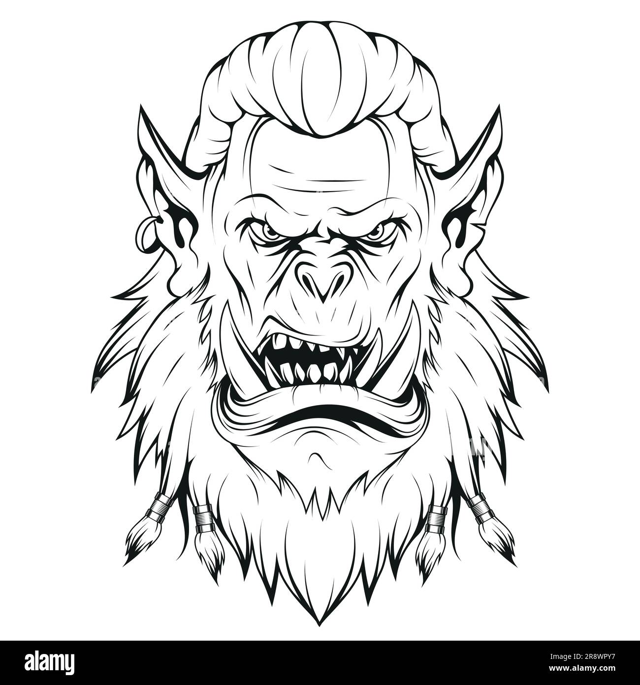 Orc. Vector illustration of a sketch warrior troll. Monster orc e-sport ...